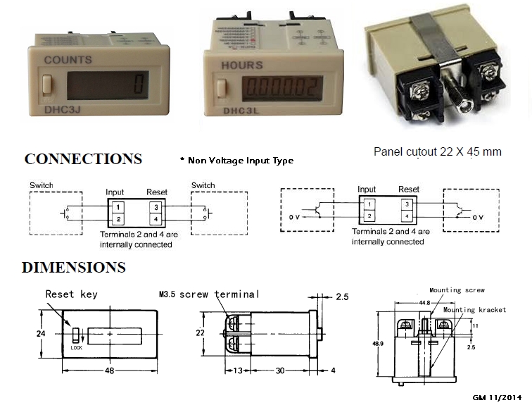 Horómetros - Contadores de horas - GM Electrónica - Argentina